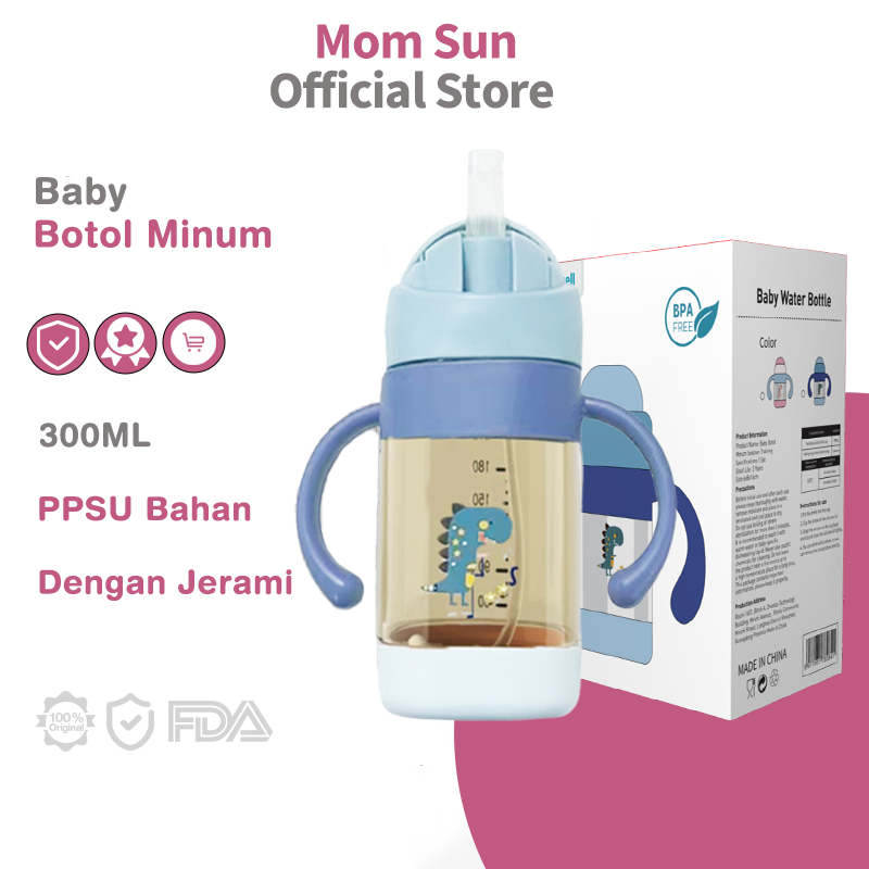 Jual Mom Sun Botol Minum Bayi Sedotan Training Sippy Cup PPSU 300ml Straw Cup YSP02 | Shopee ...