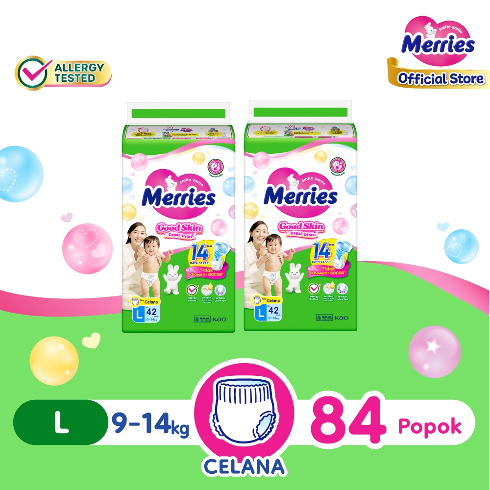 Jual Merries Pants Good Skin Size L 9 - 14 kg 2 x 42 pcs | Shopee Indonesia