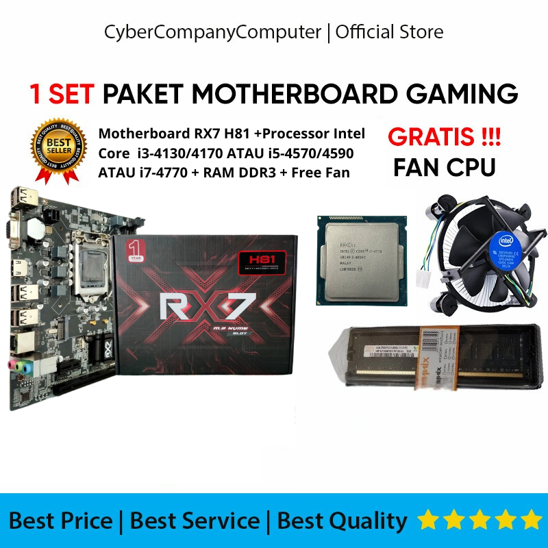 Jual Paket New Motherboard RX7 H81 Core i3/i5/i7 Socket LGA1150 Gen4 ...