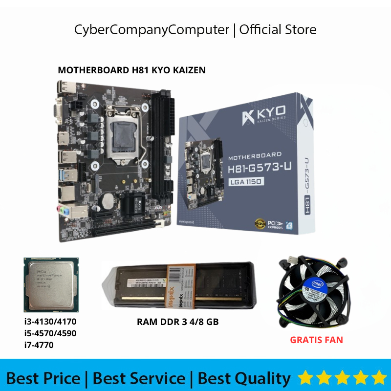 Jual Paket New Motherboard KYO KAIZEN H81 Core i3/i5/i7 Socket LGA1150 ...