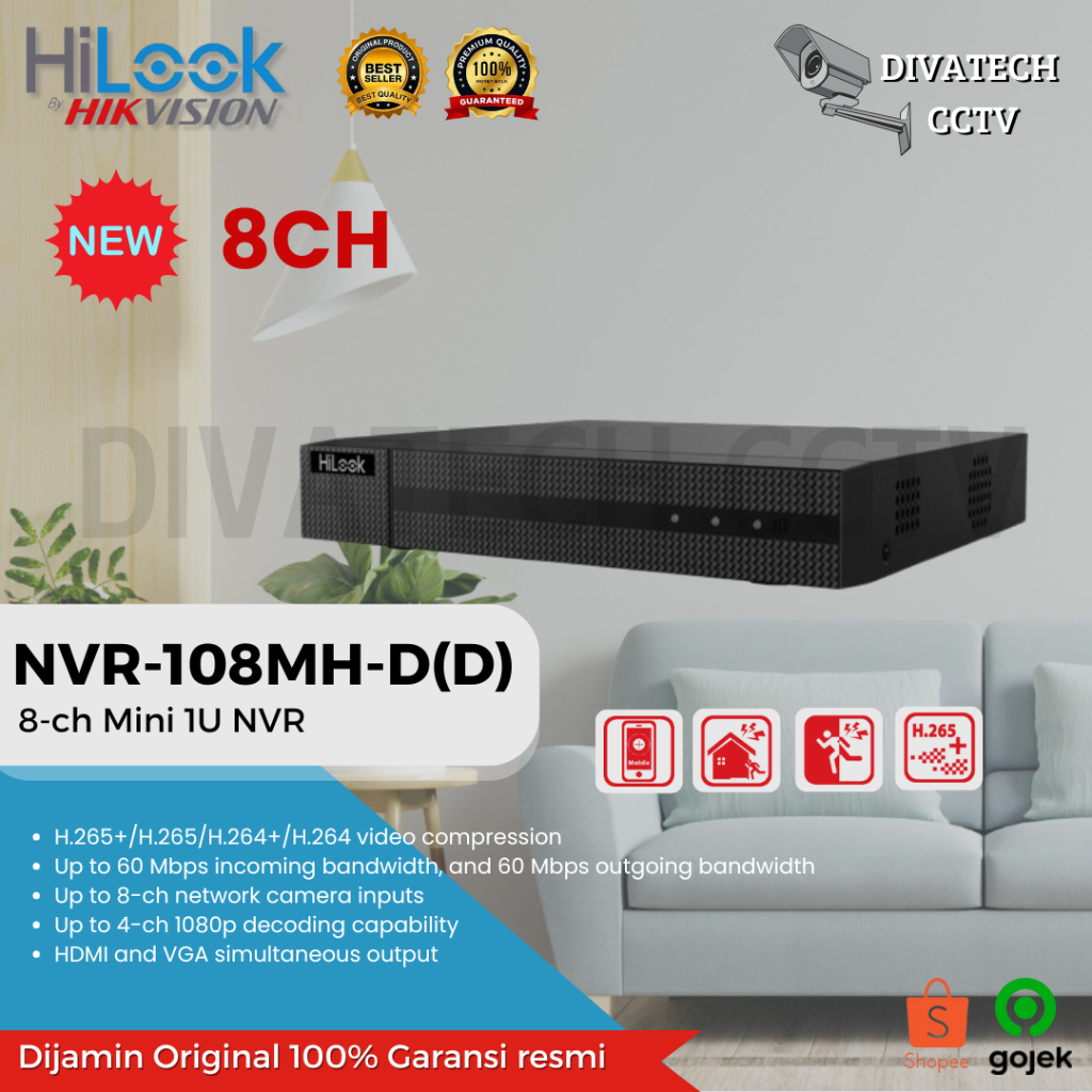 Jual HILOOK NVR-108MH-D(D) 8-ch Mini 1U NVR - 8 CHANNEL | Shopee Indonesia