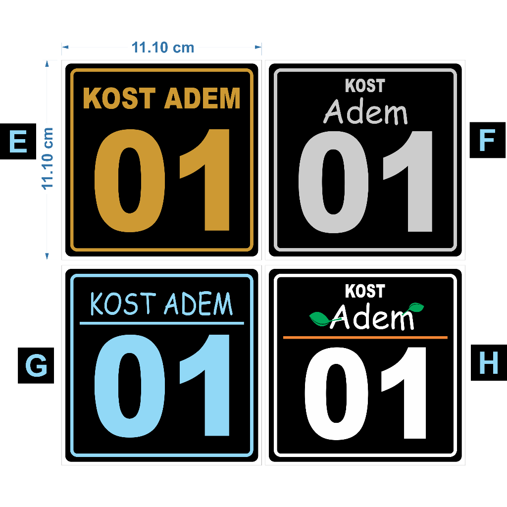 Jual Stiker Angka Custom 11x11 cm Vinyl Glossy Waterproof Stiker Nomor ...