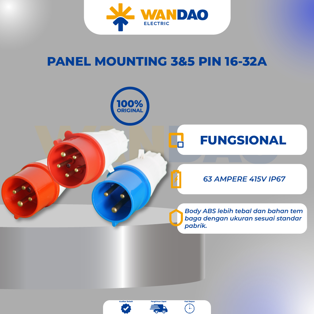 Jual Wan Dao - Male Plug Mounting 16A-32A 3pin-5pin/ Industrial Plug ...