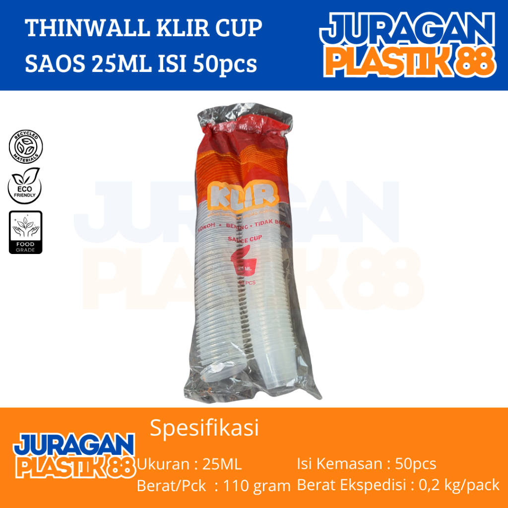 Jual Tempat Saos Cup Sambal Merek KLIR Dan DM Uk 25ml Isi 50 pcs ...