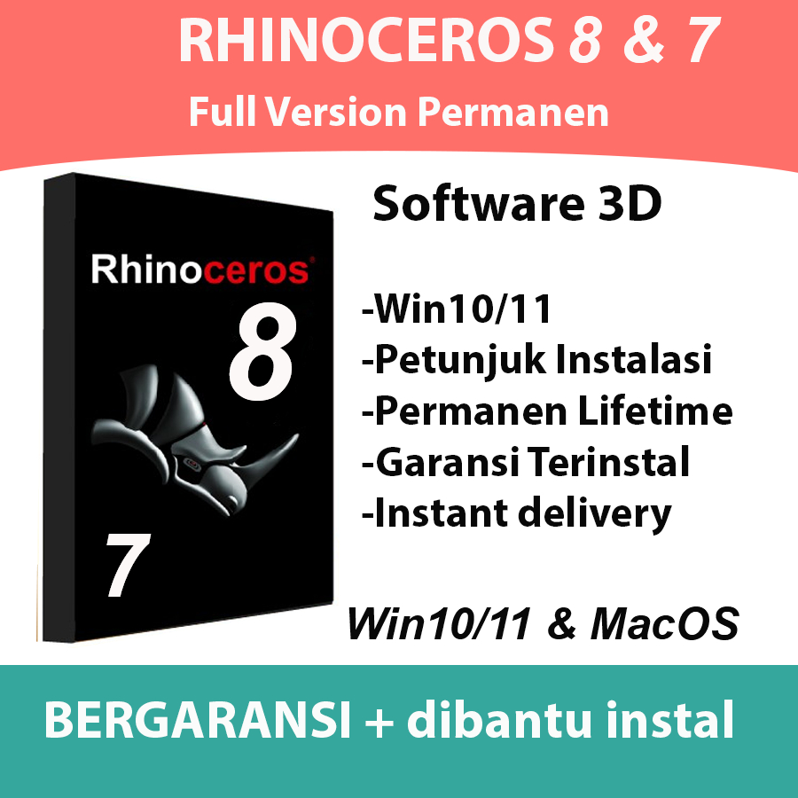Jual RHINOCEROS 8 & 7 FULL VERSION LIFETIME RHINO Aplikasi 3D | Shopee Indonesia