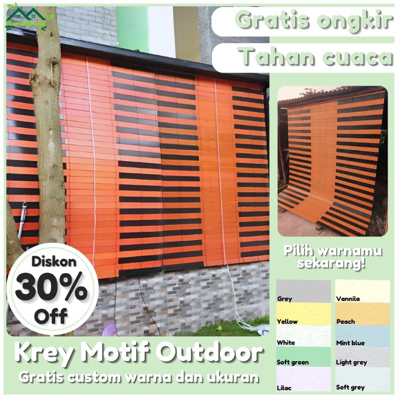 Jual Tirai Kerey Kayu PVC Outdoor Dan Indoor Dilengkapi Tali Kerekan ...