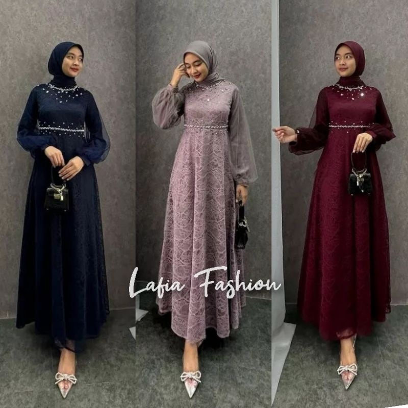 Jual Gamis Brokat Kondangan / Dress Lebaran / Baju Lebaran Wanita 2025 ...