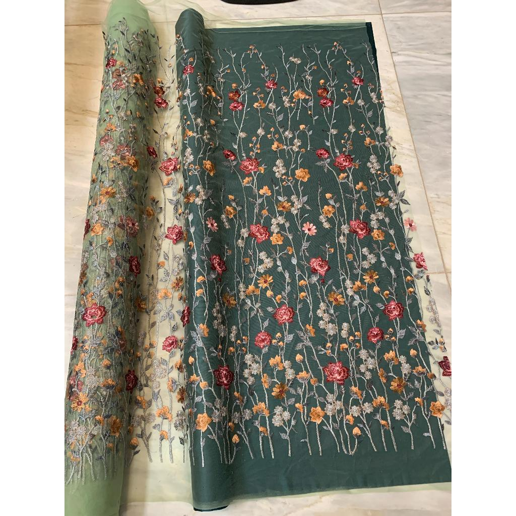 Jual 1/2 Meter Bahan Kain Kebaya Brokat Tile Garden Valentino Motif ...