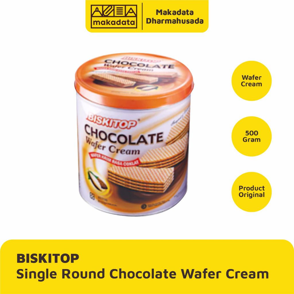 Jual BISKITOP SINGLE ROUND CHOCOLATE WAFER CREAM TIN 500 GR | Shopee ...