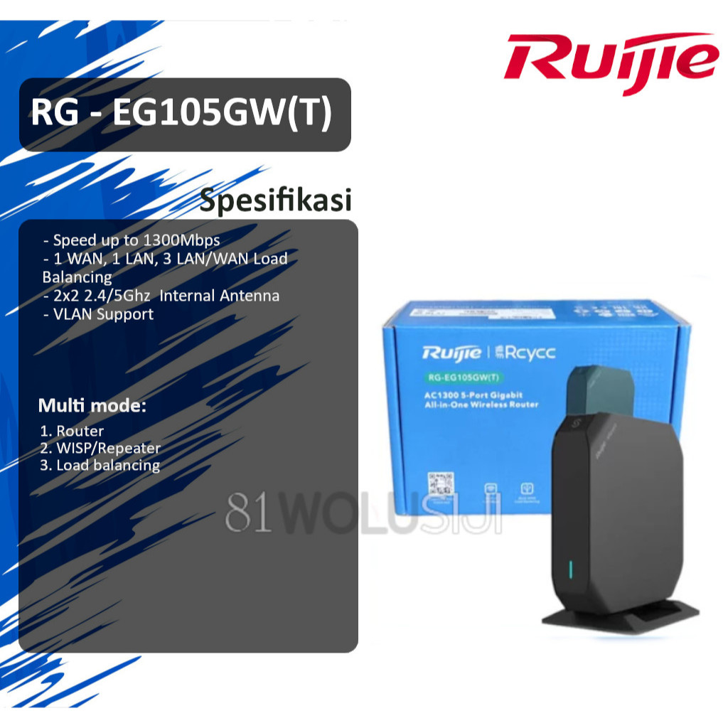 Jual Ruijie RG EG105GW(T) Dual band Wireless AC Router 1200Mbps WIFI 5 - Wireless Indoor Router ...