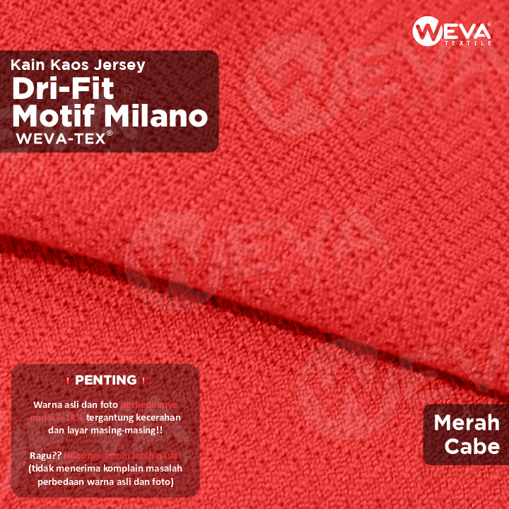 Jual Bahan Kain Jersey Dryfit Milano Merah Cabe - Kain Drifit Weva ...