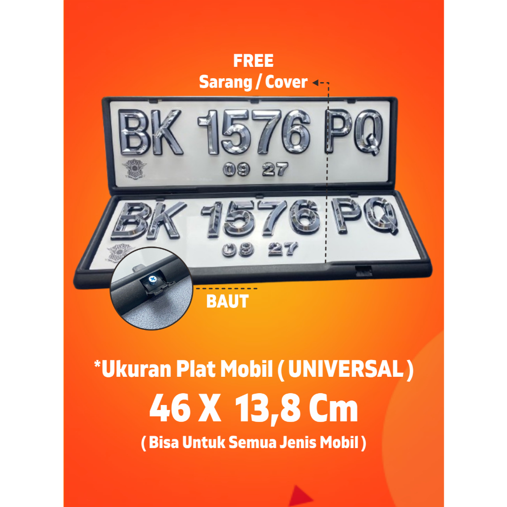 Jual Plat Nomor Mobil - List Hitam lancip Segi 5 - FREE COVER - UKURAN ...