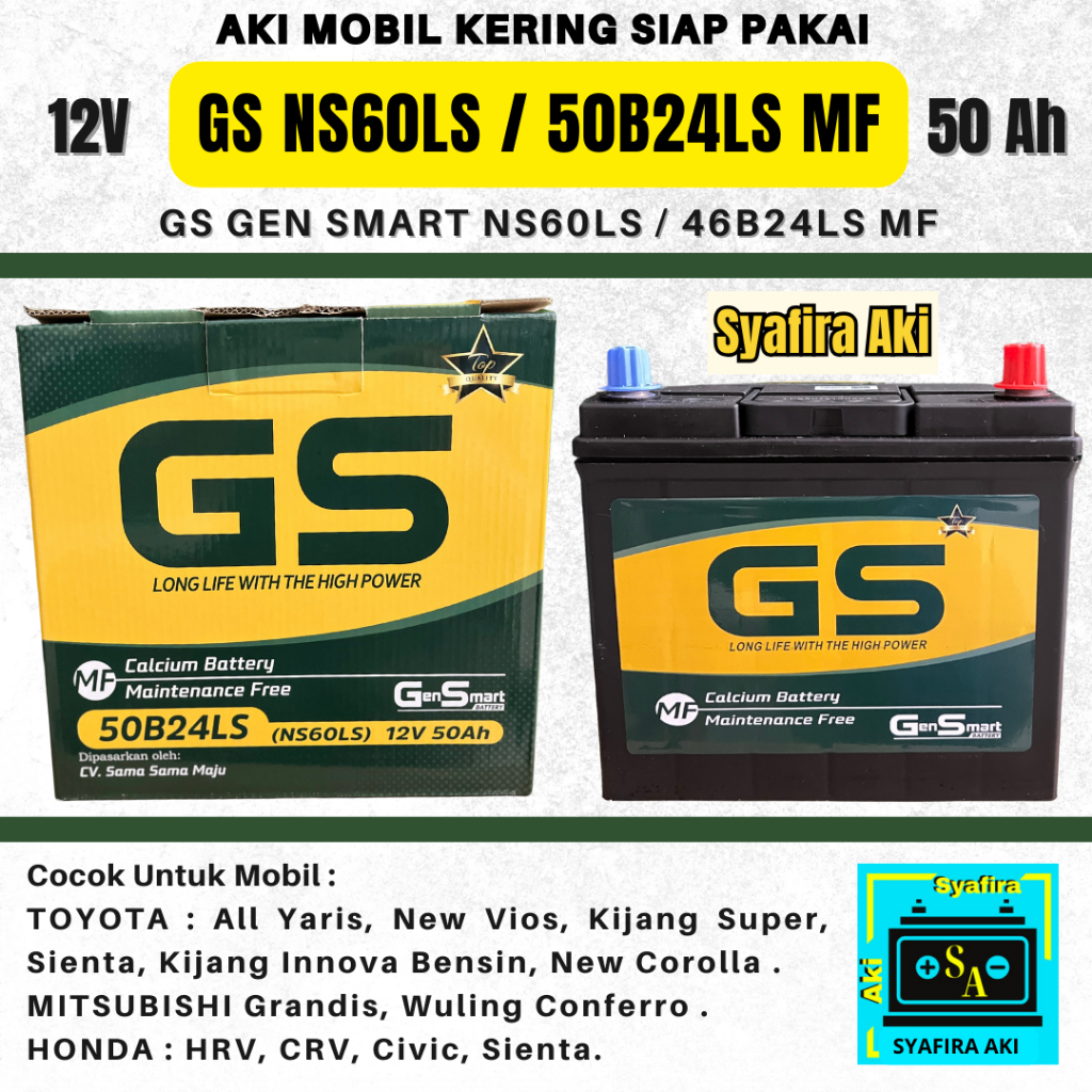 Jual AKI MOBIL YARIS BAKPAO, VIOS, CR-V, HR-V, CIVIC, SIENTA, WULING NS60LS GS GEN SMART MF ...