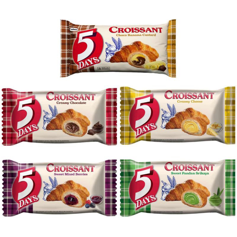 Jual 5DAYS Croissant Creamy Coklat Mix Berry Cheese pandan banana 5 ...