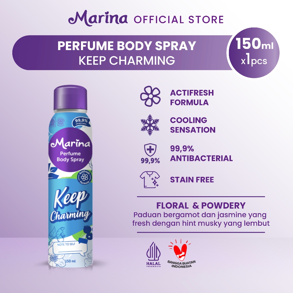 Jual Marina Perfume Body Spray 150ml - Keep Charming (Blue) - Exp Date ...