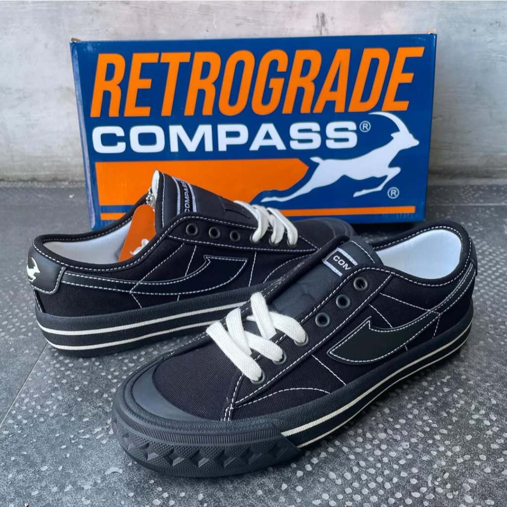 Jual TERBATAS!! Sepatu Compass Retrograde Low Double Black | Shopee ...