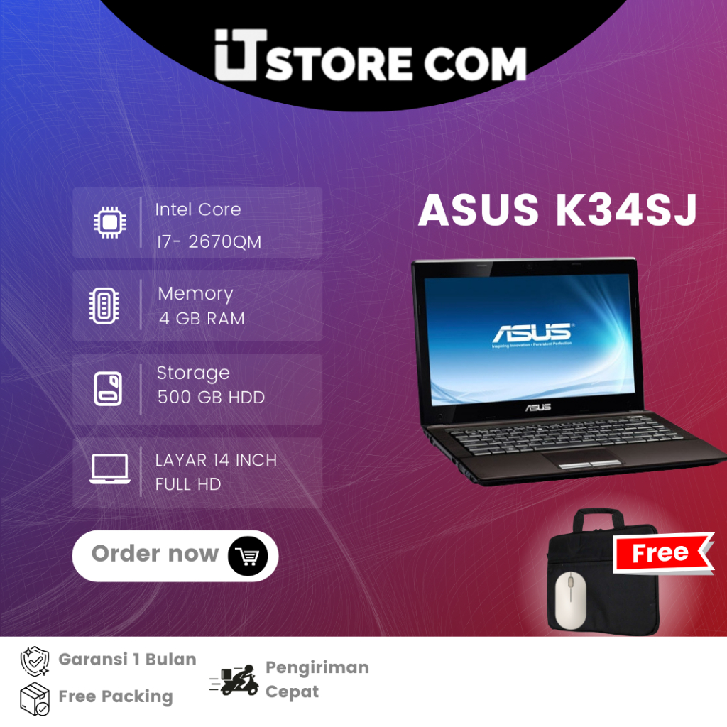 Jual LAPTOP ASUS K43 (INTEL I7-2630Q / RAM 4GB / HARDISK 500GB ...