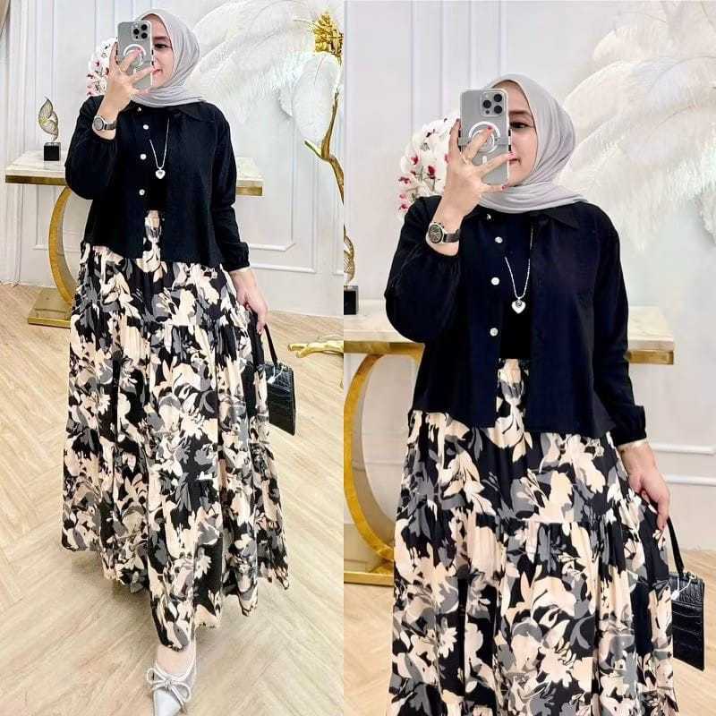 Jual One Set Rok Rayon Mix Crinkle Setelan Wanita Atasan Crinkle Rok ...