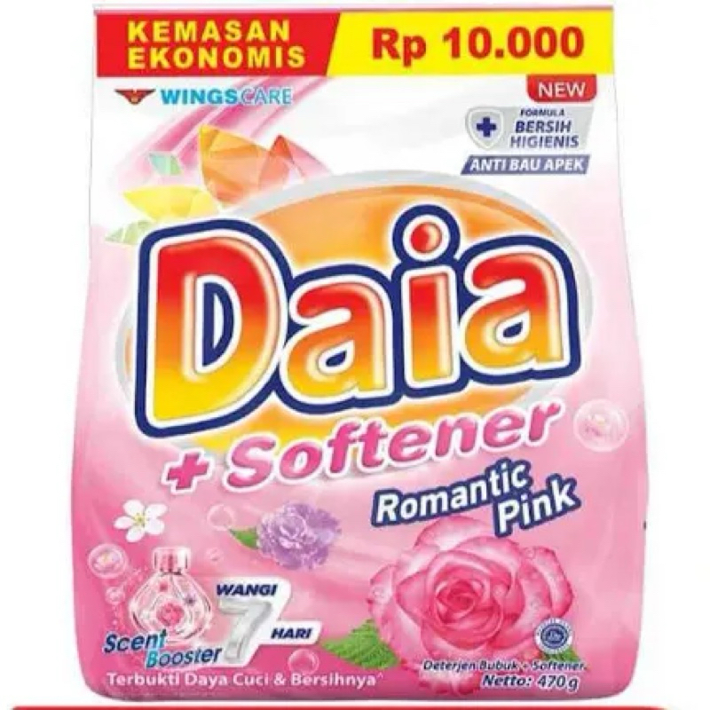Jual Daia Detergent Bubuk + Softener Pink 495G | Shopee Indonesia
