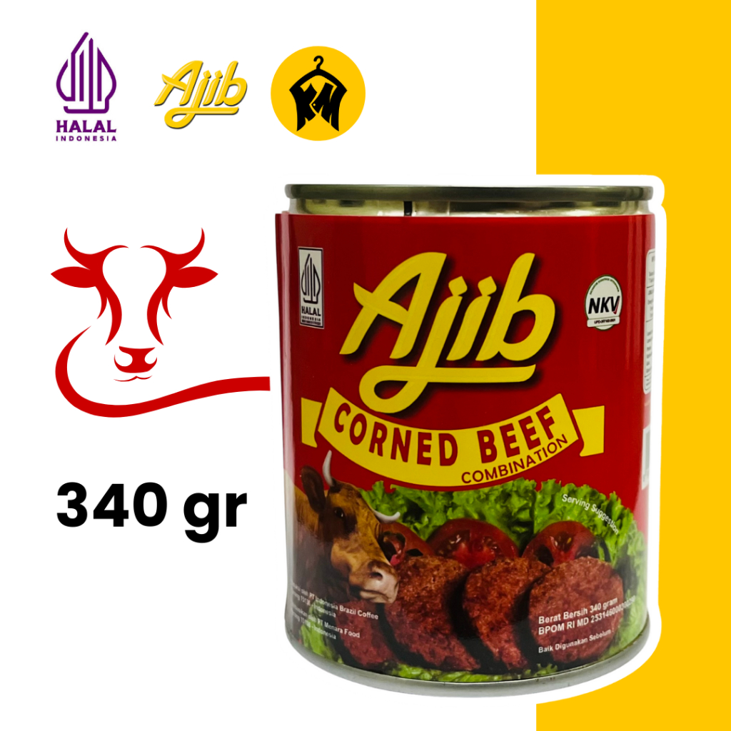 Jual Kornet Daging Sapi AJIB 340 Gram / Kornet Daging Sapi Kaleng ...