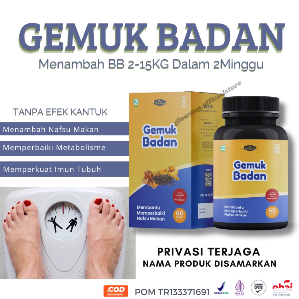 Jual Obat Penggemuk Badan Binasyifa Herbal Gemuk Badan 60Kapsul ...