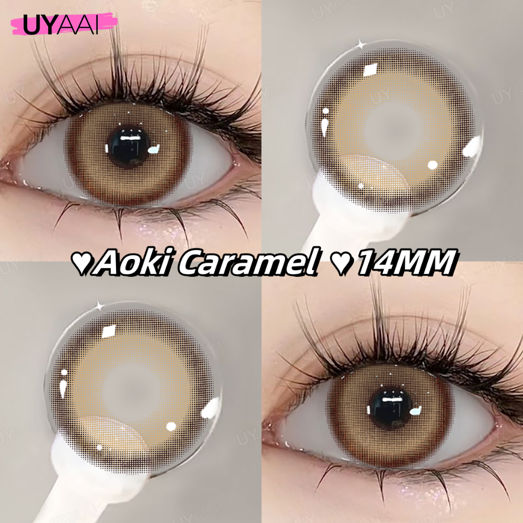 Jual UYAAI SOFTLENS Aoki Caramel LENSA KONTAK Warna Diameter 14.0mm ...