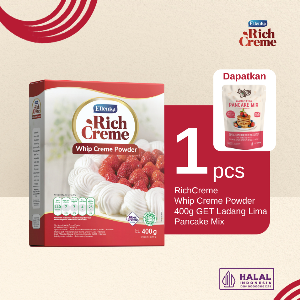 Jual RichCreme Whipped Creme Powder 400 gr Free Tepung Pancake Ladang ...