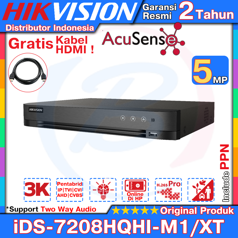Jual DVR Hikvision iDS-7208HQHI-M1/XT 8ch 5mp Acusense Support Two Way Audio Garansi Resmi ...