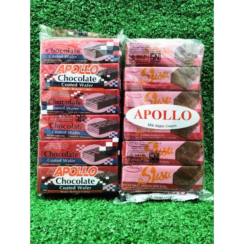 Jual Apollo 12 Pcs Coated Wafer Chocolate Milk Wafer Berkrim Cokelat ...