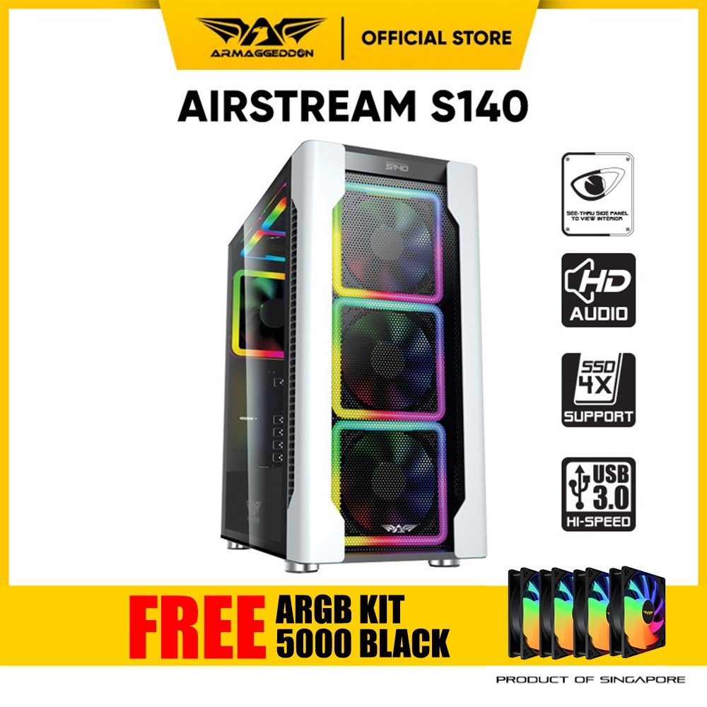 Jual Armaggeddon Airstream S140 E-ATX Gaming PC Case [4 x 12 cm Fan Included] Garansi Resmi 1 ...