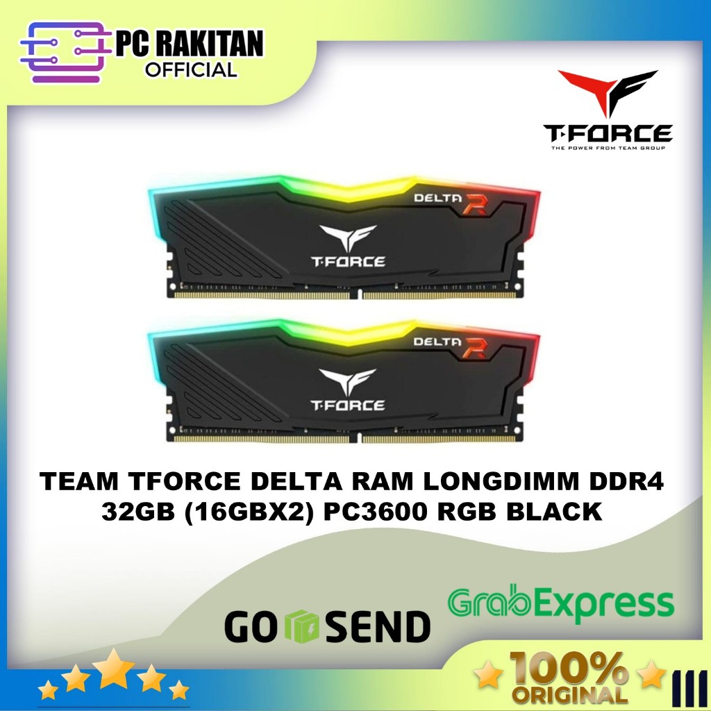 Jual TEAM TFORCE DELTA RAM LONGDIMM DDR4 32GB (16GBX2) PC3600 RGB BLACK ...