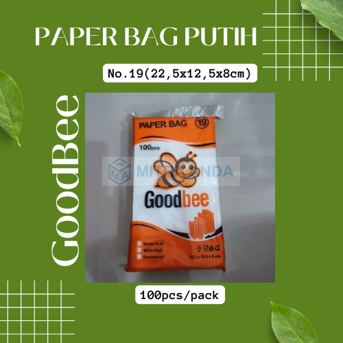 Jual Paper Bag Goodbee Putih No.19 (22,5x12,5x8cm) Isi 100 pcs | Shopee Indonesia