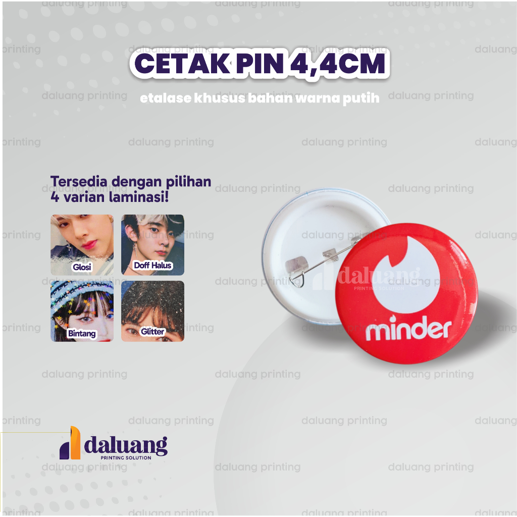 Jual Cetak pin button 44 Glitter Hologram Holo Bintang Glossy Doff Mika ...
