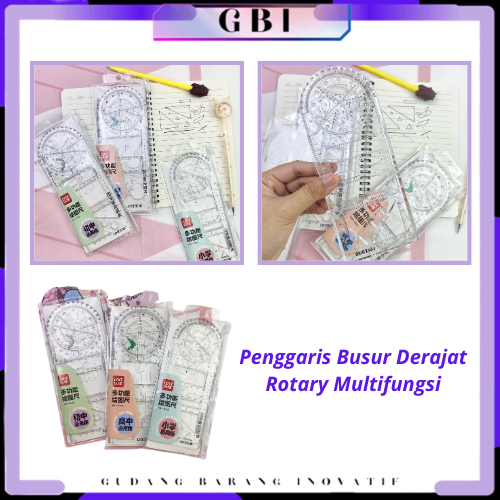 Jual GBI Penggaris Busur Derajat Rotary Multifungsi Penggaris Geometri ...