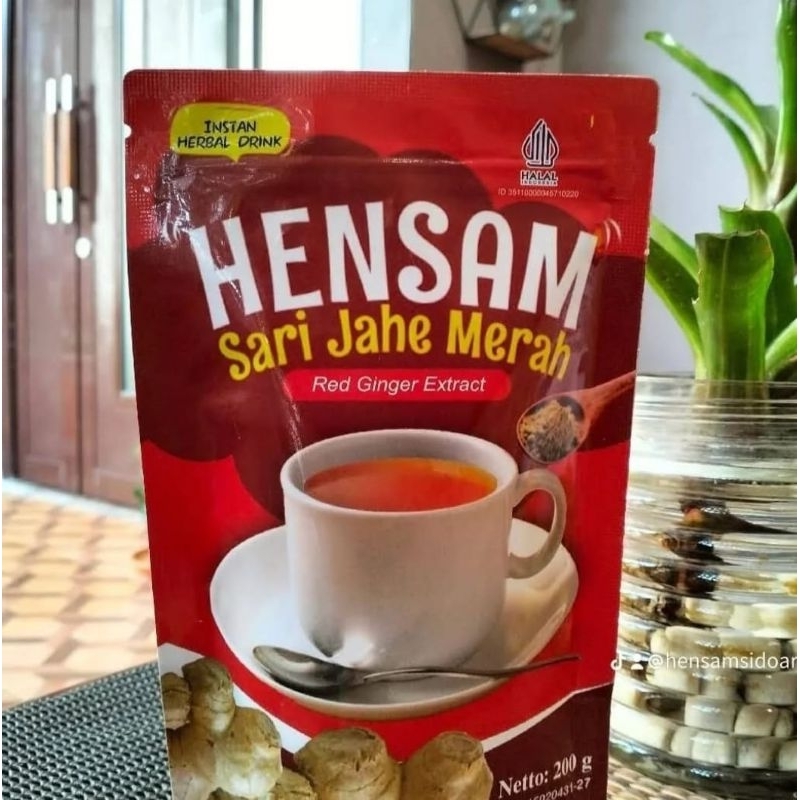 Jual HENSAM SARI JAHE MERAH 200g - minuman herbal serbuk instan jamu ...