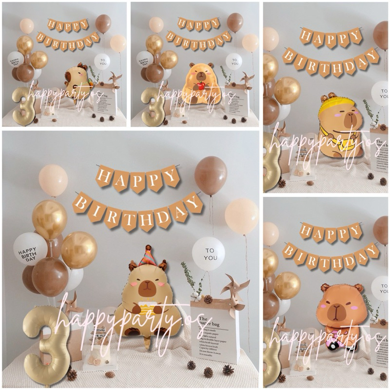 Jual Paket Balon Ulang Tahun Dekorasi Kapibara Capybara Kapi Bara Capy ...