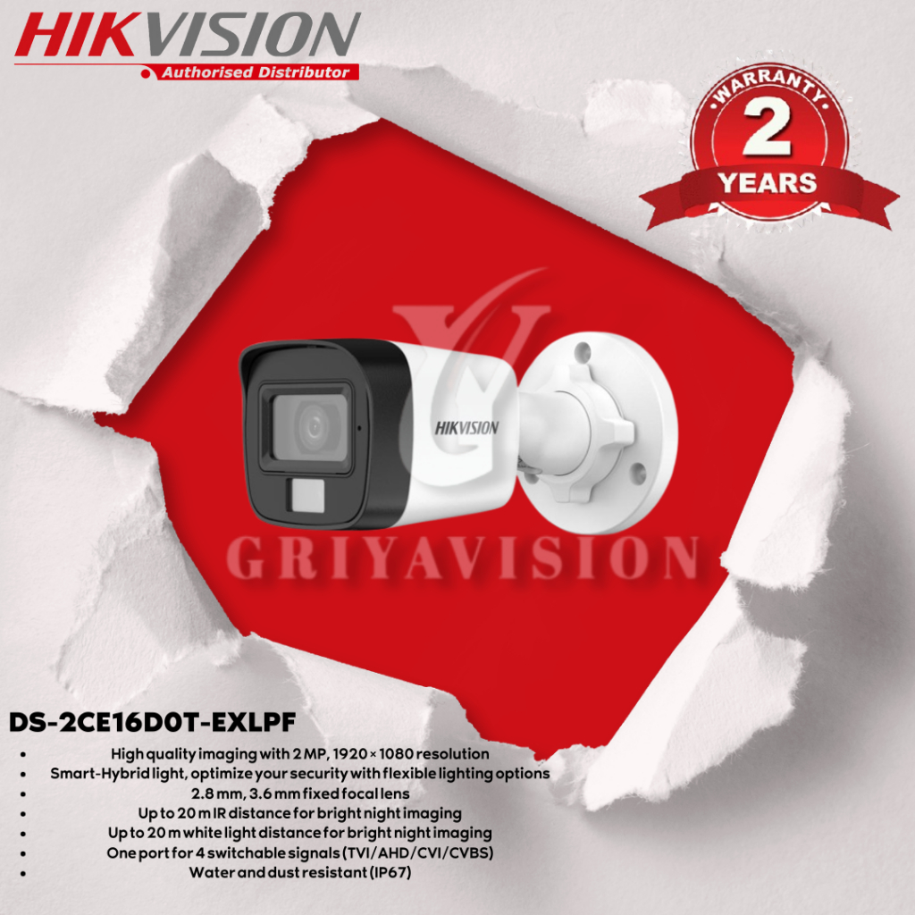 Jual DS-2CE16D0T-EXLPF - HIKVISION TURBO HD 2MP DUAL LIGHT FIXED BULLET CAM | Shopee Indonesia