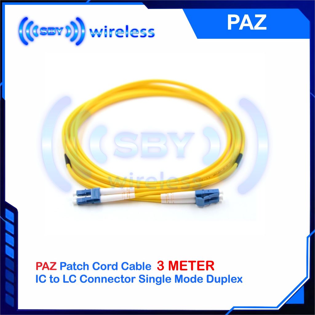 Jual PAZ Patch Cord Cable 3 Meter LC to LC Connector Single Mode Duplex ...