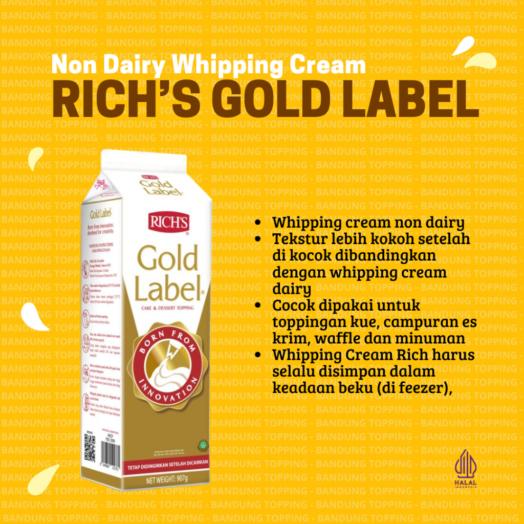 Jual Rich Gold Label non Dairy Whippy Cream 907gr khusus instan ...