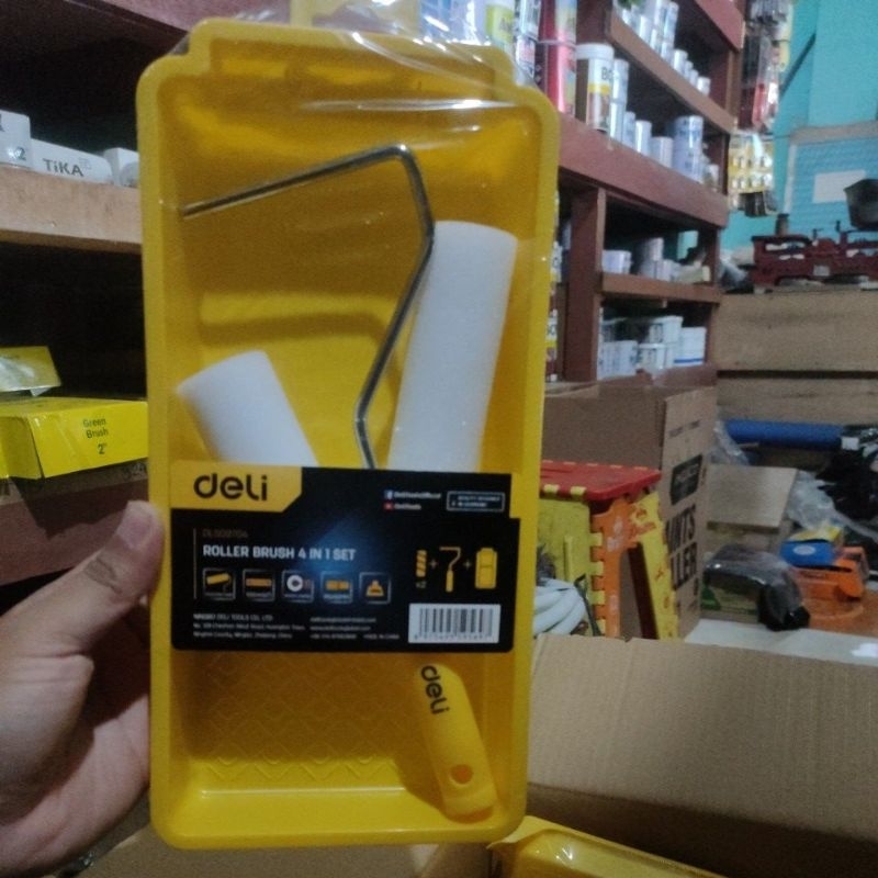 Jual Rol Cat kecil / Roller Brush 4 in 1 Set deli | Shopee Indonesia
