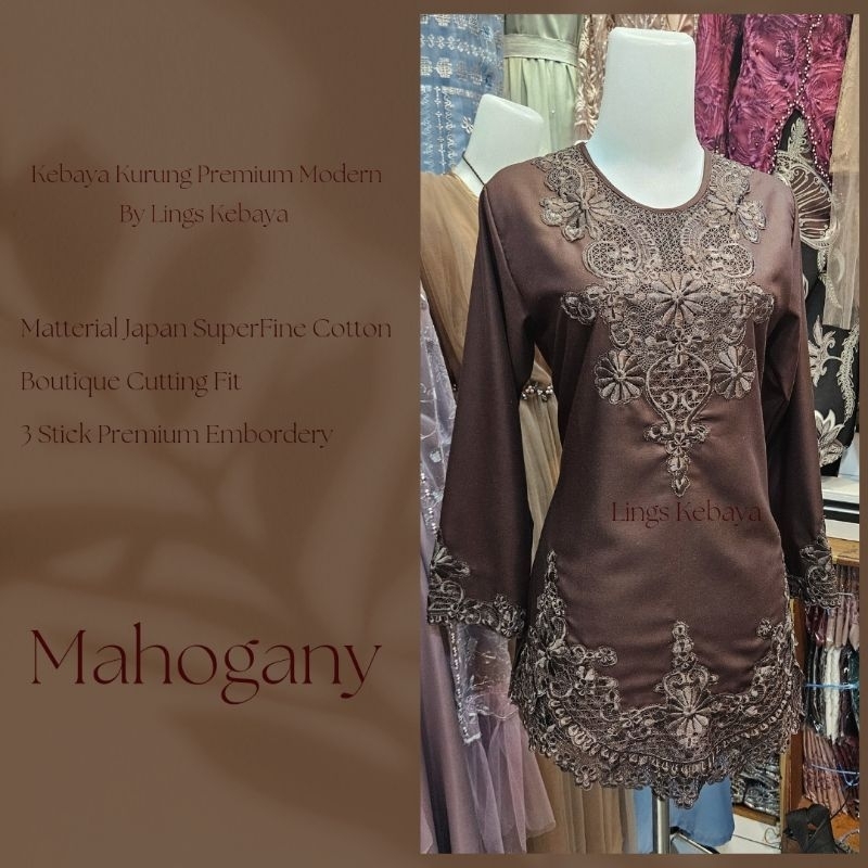 Jual Kebaya Kurung Modern Premium Burgundy Emerald Grey Denim Pink ...