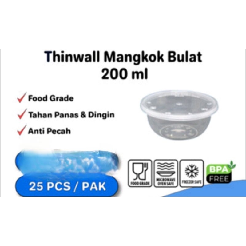 Jual Thinwall Mangkok Bulat Cup Plastik 200ml Isi 25 pcs | Shopee Indonesia