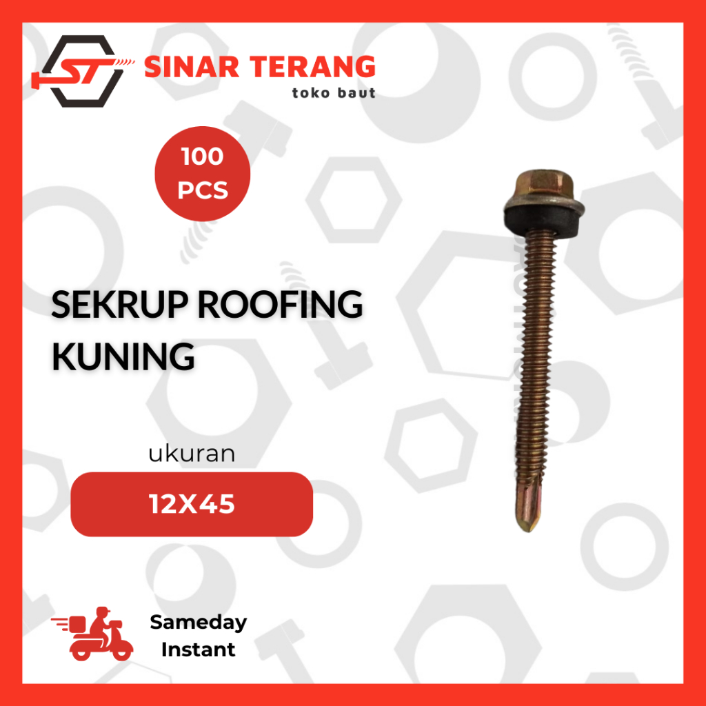 Jual Sekrup Roofing Kuning 12x25 | Baut Baud Ruping 2,5cm | Shopee ...