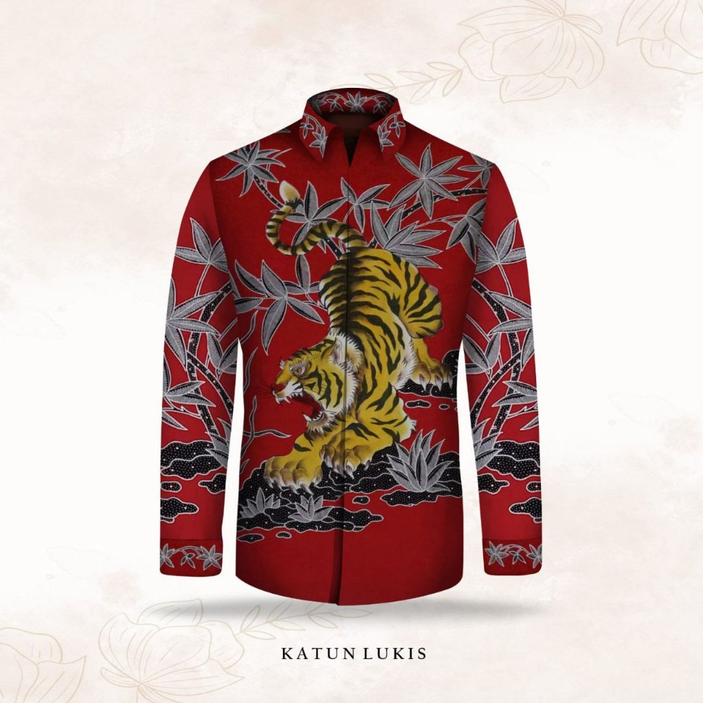 Jual Kain batik tulis katun 3D motif macan lukis pola kemeja premium ...