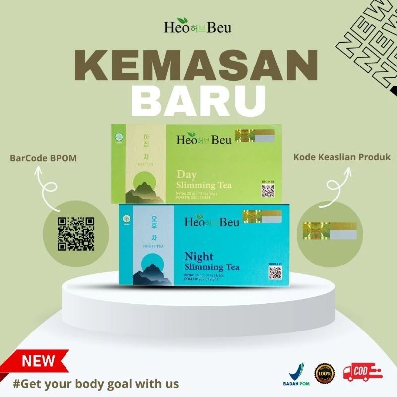 Jual (1PAKET) HEO BEU Pagi & Malam Teh Diet Pelangsing Badan Alami ...