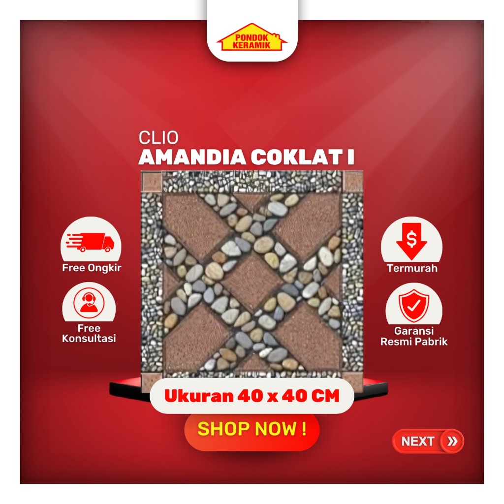 Jual Keramik Lantai Clio 40x40 Amandia Coklat Motif Batu Alam Matt ...