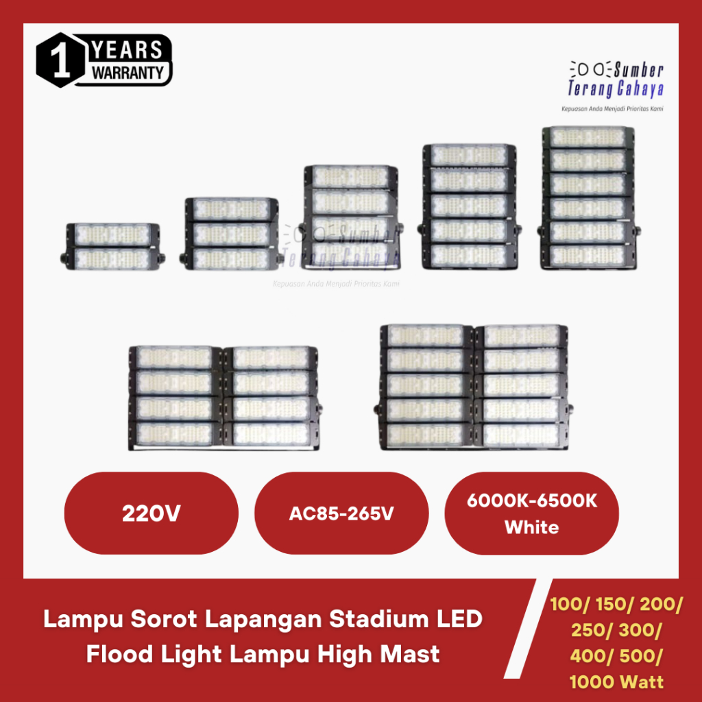 Jual Lampu Sorot Lapangan Stadium LED Flood Light Lampu High Mast 100 ...