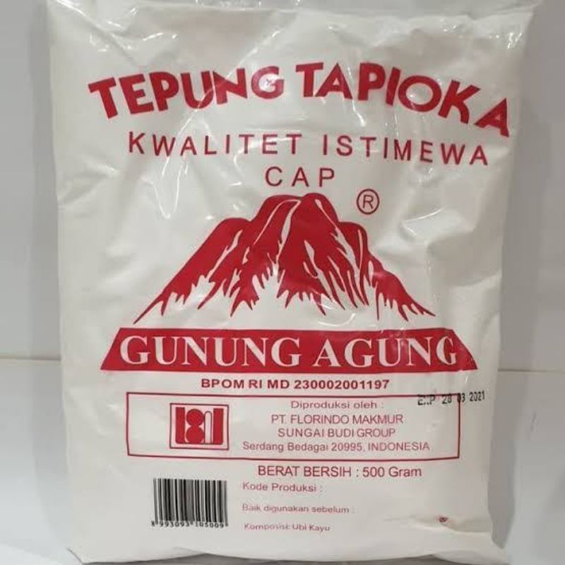 Jual TEPUNG TAPIOKA CAP GUNUNG AGUNG ISI 500GRAM / TAPIOKA CAP GUNUNG ...
