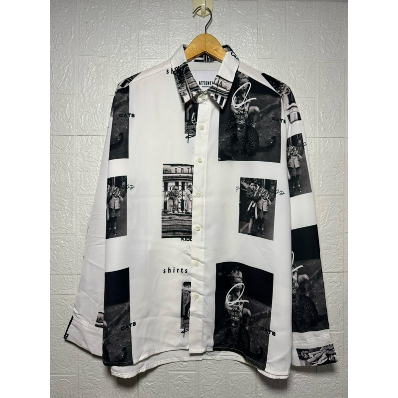 Jual KEMEJA VINTAGE RETRO ATTENTION (size besar) | Shopee Indonesia