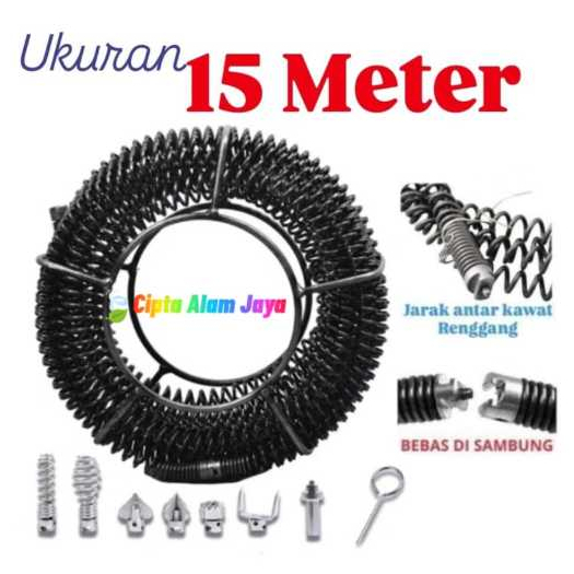 Jual Kawat spiral alat pembersih pipa saluran air mampet 15 Meter Pipe Cleaner - Alat Pembersih ...